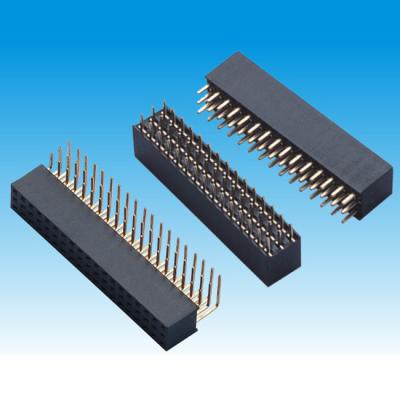 China 2.54 mm Pitch 7.1 Triple Row Female Header Connector Right Angle Type for sale