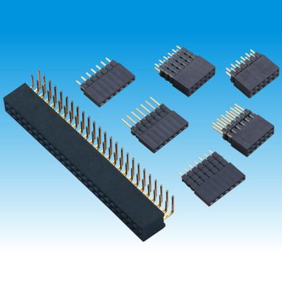 China 2.54 mm H 8.5 Dual Row Female Header Connector Right Angle Type for sale