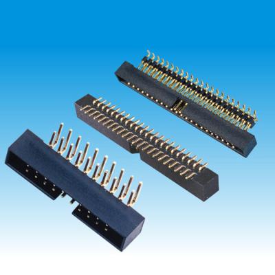 China 2mm Pitch Right Angle Box Header Connector 5.7mm Height Gold Flash Tray Pack for sale