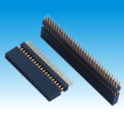 China 2.54mm Dual Row Female Header Connector Straight Free Welding 3A 1000V for sale