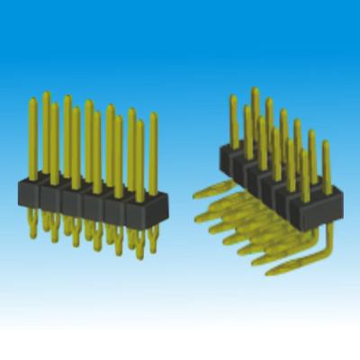 China 2.54mm Pitch Right Angle Pin Header Connector Free Welding Dual Row 3A for sale