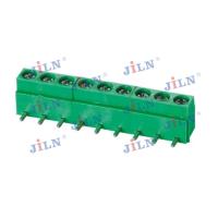 China Green 5.0mm Screw Terminal Block Female Right Angle PCB 300V 10A for sale