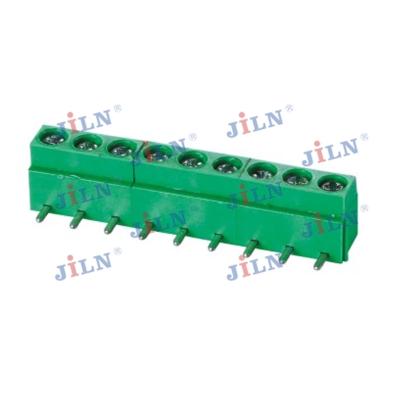 China Green 5.0mm Screw Terminal Block Female Right Angle PCB 300V 10A for sale