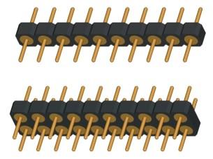 China 2.54mm SMT Male Pin Header R/A Type Black Gold Plated Brass Connector 3A for sale
