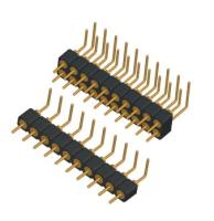 China 2.54mm SMT Male Pin Header R/A Type Black Gold Plated Brass Connector 3A for sale