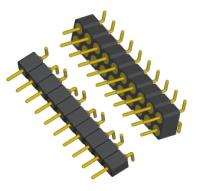 China 2.54mm SMT Male Pin Header R/A Type Black Gold Plated Brass Connector 3A for sale