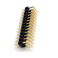 China Double Row Pin Header 2.54mm Pitch Right Angle Gold Flash for PCB Npin Connector for sale