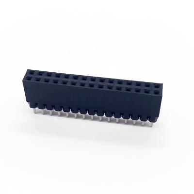 China 2.54mm Pitch Stacking Female Header DIP Connector Dual Row Straight 2-40P Per Row for sale