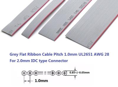 China UL2651 AWG28 10-64 Cores Flat Ribbon Cable 1.0mm Pitch for 2.0mm IDC Connector for sale