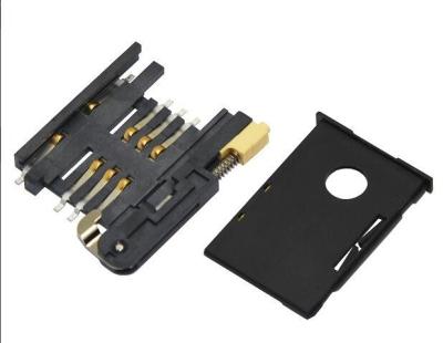 China 2.54mm Pitch 6 Pin SIM Card Connector LCP PA9T Memory Card Socket 91228 Series for sale