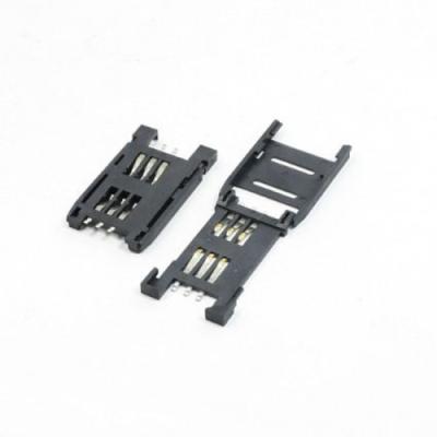 China LCP Reel Sim Card Socket 6 PIN Flip Type Selective Gold Flash PA9T PA6T for sale