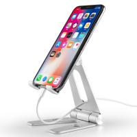 China COMER Rotation metallic cell phone holder desk double adjustable angle mobile tabletop stand for sale
