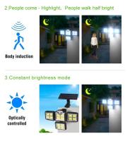 China Wall Mount Solar Garage Four Heads Led Motion Sensor Security Light for sale