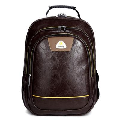 China Leisure Laptop Brown Leather Rucksack , Multifunction Durable Leather Backpack for sale