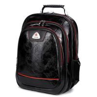 China Leisure Fashionable Black Leather Backpack , Excellent Craftsmanship Soft Leather Backpack for sale