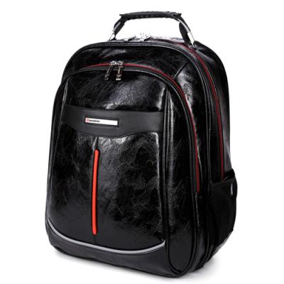 China Wear - Resistant Lightweight Mens Black Leather Rucksack With Two Side Pocket for sale