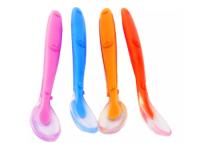 China Spoon Logo Custom Silicone Kitchen Spoon Small Long Handle Spoon for sale