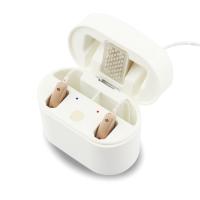 China BTE Mini Rechargeable Hearing Aids Dual Microphone Beige White for sale