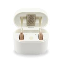 China BTE Mini Rechargeable Hearing Aids Dual Microphone Beige White for sale