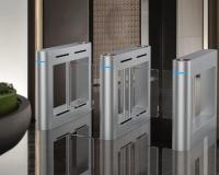 China Customized 600mm Glass Turnstile Gate , AC220V 50Hz Sliding Gate Turnstile for sale