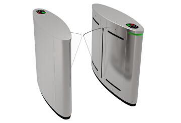 China ZECHENG Flap Turnstile Gate zc-b90 RS232 220V 50Hz Silver Stainless Steel Access Control for sale