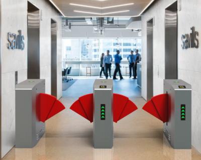 China Stainless Steel Flap Turnstile Gate 550mm Passage Width 220V Access Control System for sale