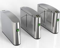 China Entrance Control Automatic Flap Barrier Turnstile Silver With 0.2S / Person Speed for sale