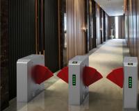 China ZECHENG 550mm Passage Width Automated Flap Turnstile Gate 50Hz Silver Stainless Steel for sale