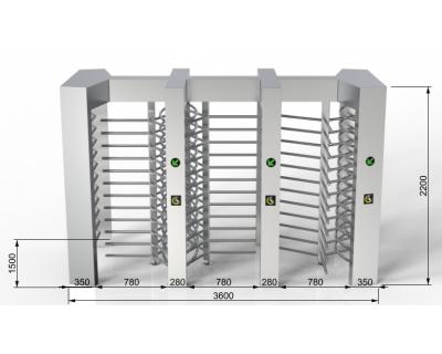 China RS232 Interface Full Height Turnstile Entrance Gates 70W 550mm Width for sale