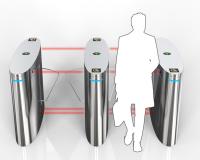 China Silver Flap Barrier Turnstile Access Control System 0.2s Speed RFID Card Reader 1200x200x980mm for sale