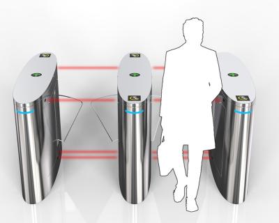 China Silver Flap Barrier Turnstile Access Control System 0.2s Speed RFID Card Reader 1200x200x980mm for sale