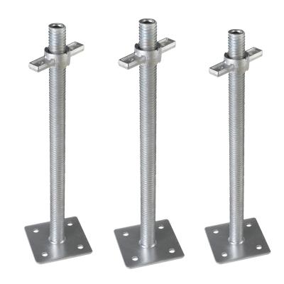 China Galvanized Hollow Adjustable Scaffolding Base Jack, Partial‑Thread Steel Screw Base Plate for Ringlock Scaffolding Construction for sale