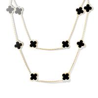 China V CA Alhambra long necklace 14 motifs Yellow gold Onyx Necklace VCARB13700 for sale
