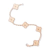 China Vintage Alhambra bracelet 5 motifs bracelet 18K pink gold bracelet for sale