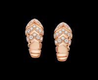 China Serpenti Tubogas short earrings in 18 kt pink gold with pavé diamonds Ref. 351847 OR857543 for sale