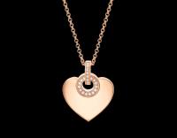 China CUORE pendant with chain in 18 kt pink gold with pave diamonds for sale