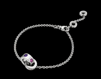 China bracelet in 18 kt white gold with amethysts and pink tourmalines for sale