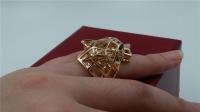 China Car Tier PanthèRe De Car Tier Ring In 18K Yellow Gold Tsavorite Garnets Onyx N4722500 for sale