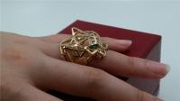 China Car Tier PanthèRe De Car Tier Ring In 18K Yellow Gold Tsavorite Garnets Onyx N4722500 for sale