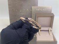 China Serpenti Viper Double Layer Wrap Bangle Bracelet In18 Kt Rose Gold Set With Demi-Pavé Diamonds for sale