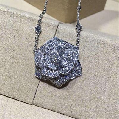 China Piaget   full  diamonds of  rose necklace 18kt  gold  with white gold or yellow gold for sale