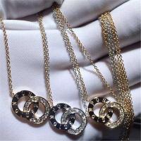 China Piaget diamonds of double ring necklace 18kt  gold  with white gold or yellow gold or pink gold for sale