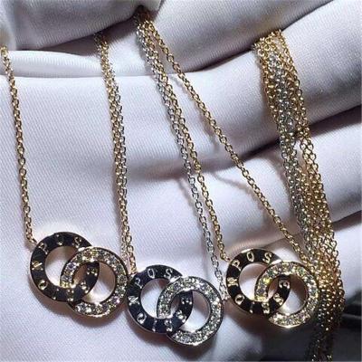 China Piaget diamonds of double ring necklace 18kt  gold  with white gold or yellow gold or pink gold for sale
