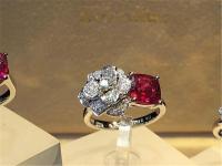China Piaget  full diamonds red tourmaline rose  ring of 18kt gold  with yellow gold or white gold for sale