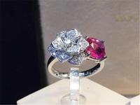 China Piaget  full diamonds red tourmaline rose  ring of 18kt gold  with yellow gold or white gold for sale