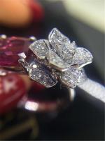 China Piaget  full diamonds red tourmaline rose  ring of 18kt gold  with yellow gold or white gold for sale