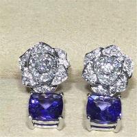 China Piaget full diamonds tanzanite rose  earring  of 18kt gold  with white gold for sale