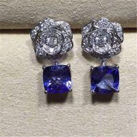 China Piaget full diamonds tanzanite rose  earring  of 18kt gold  with white gold for sale
