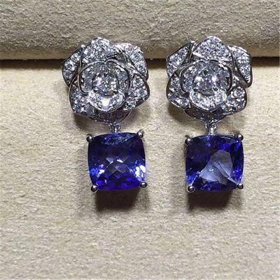 China Piaget full diamonds tanzanite rose  earring  of 18kt gold  with white gold for sale