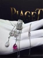 China Piaget  full diamonds red tourmaline rose  necklace of 18kt gold  with yellow gold or white gold for sale